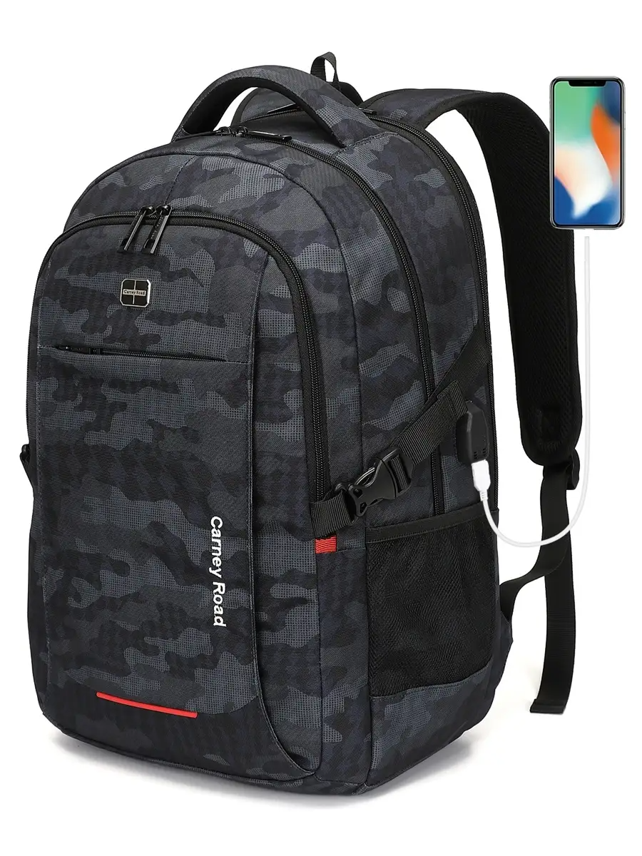 Рюкзак мужской спортивный Carney Road с USB-выходом, антивор и боковыми карманами