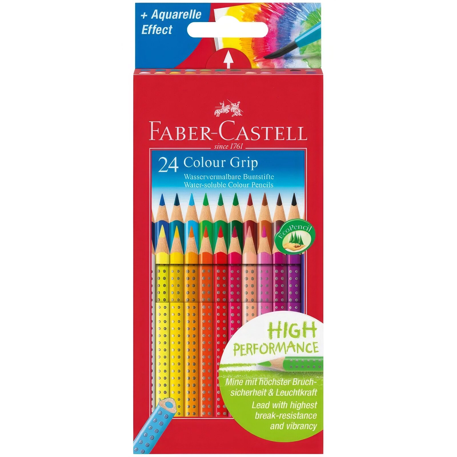 Карандаши цветные Faber-Castell Grip, 24цв, трехгран, 112424