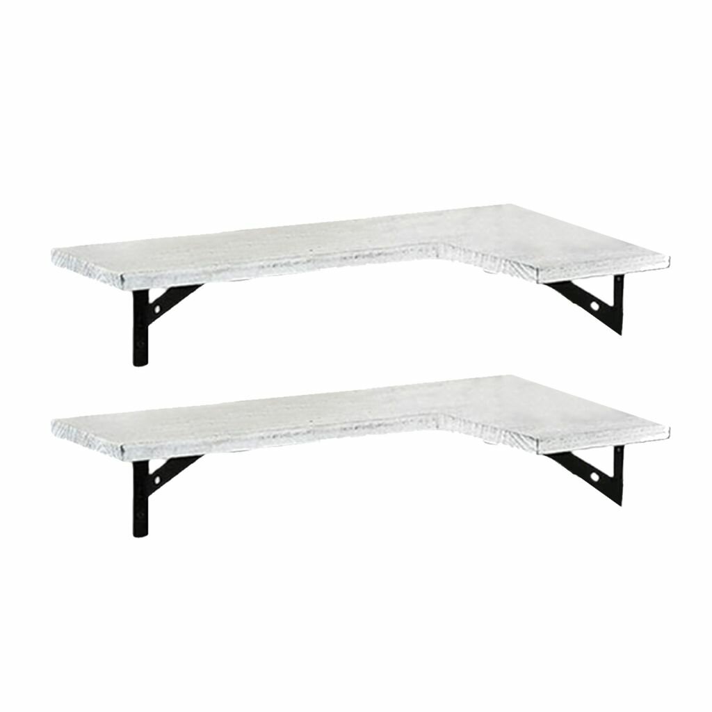 (1 комплект) Деревянная подвесная стойка в углу стены-двухслойная-белая