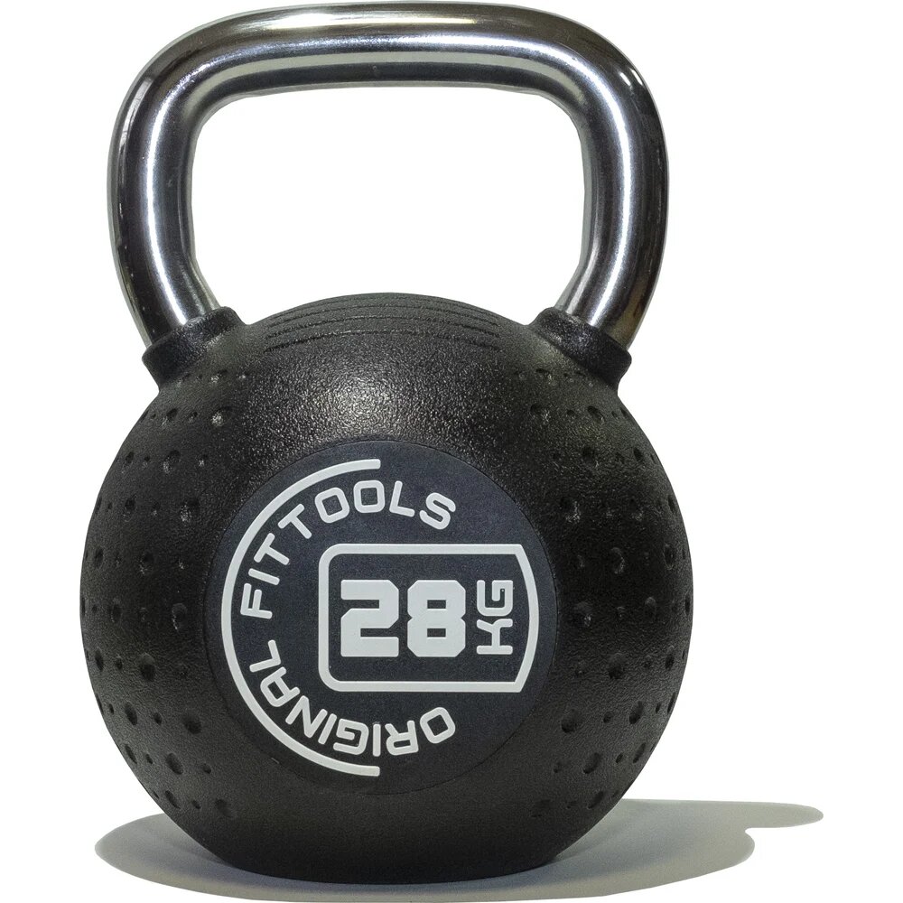 Гиря Original FitTools 28 кг, с хромированной ручкой, полиуретановая (CPU) FT-KB-CPU-28