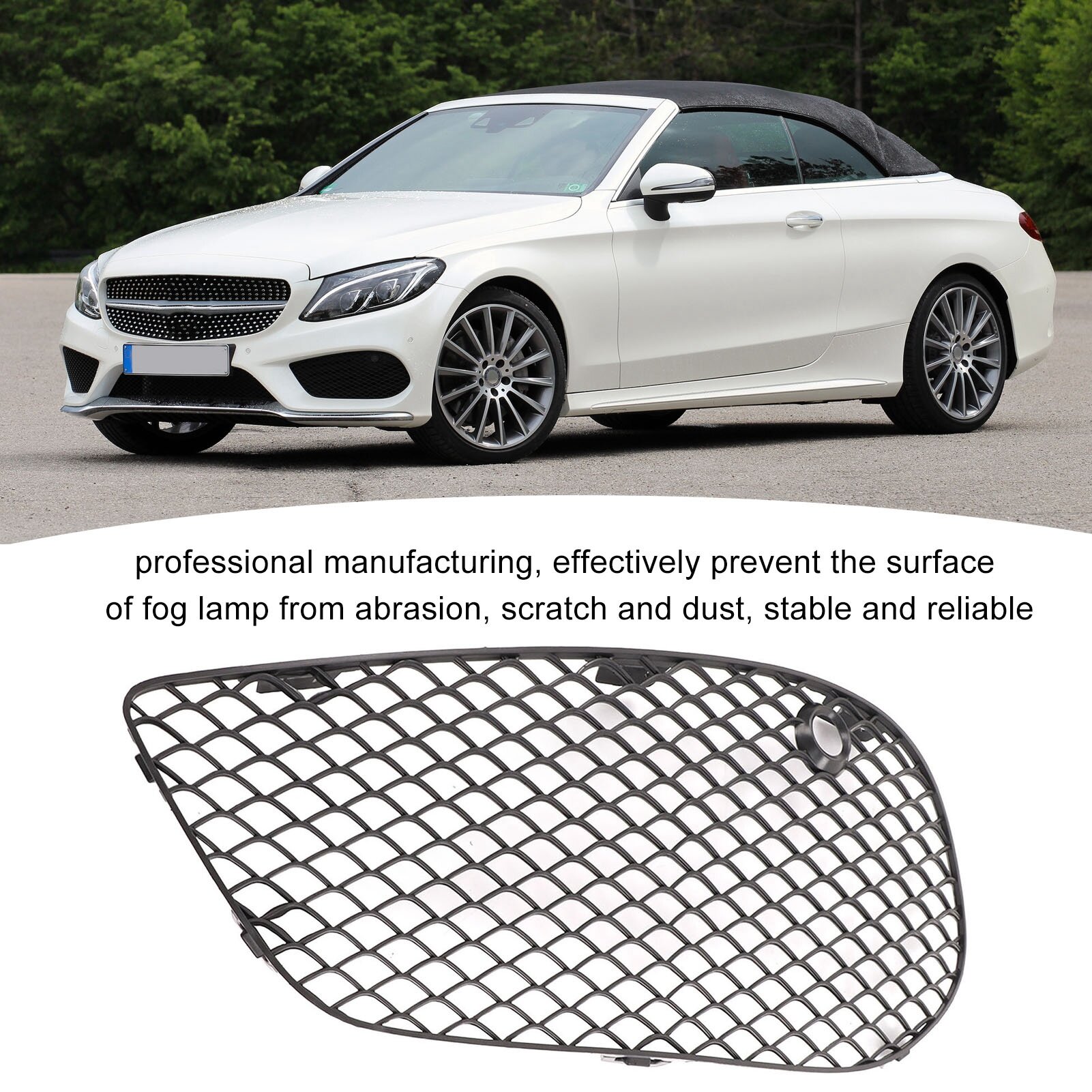 Черная решетка противотуманных фар переднего бампера, окантовка противотуманных фар, сменная отделка для Mercedes Benz C Class C180, левая 2058852523