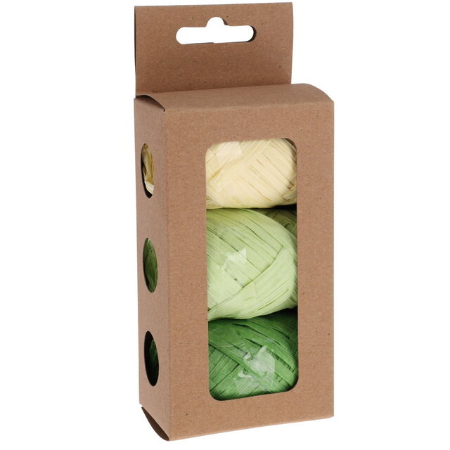 Набор лент для упаковки подарков Рафия Green Holiday 10 м, 3 шт, Koopman, ATC900040-2