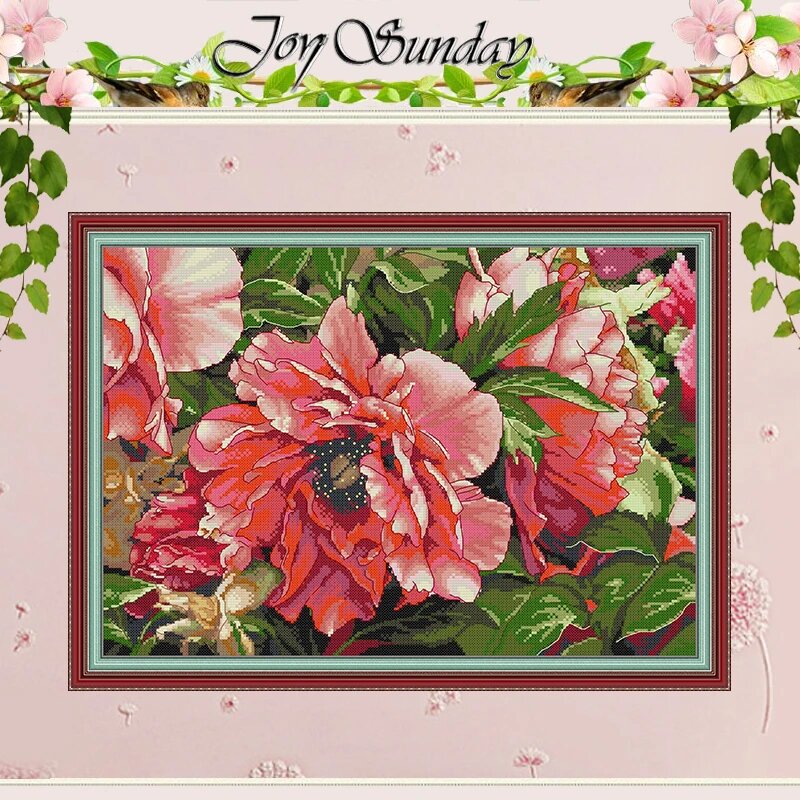 Набор для вышивки крестом Joy Sunday Пионы 11CT 14CT 16CT 14CT picture printed