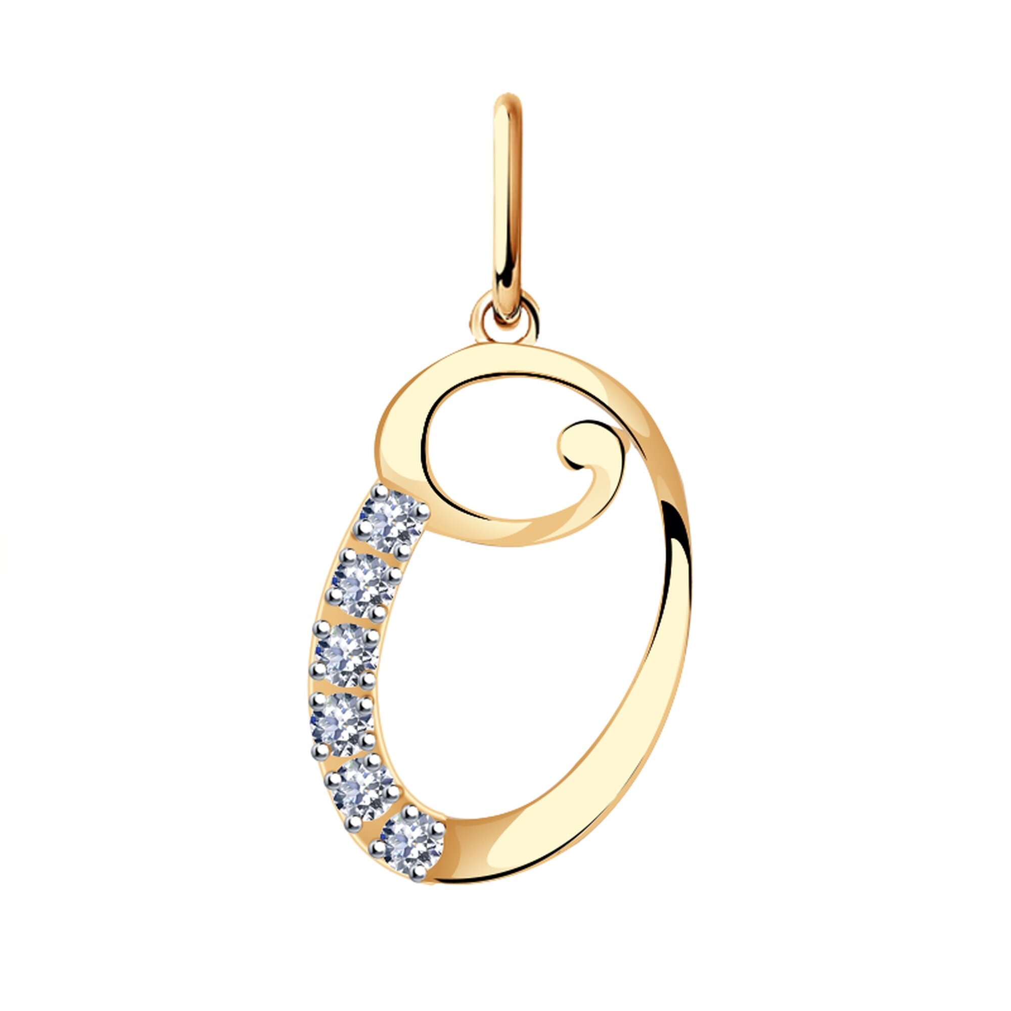 Подвеска, красное золото, 585 проба, фианит