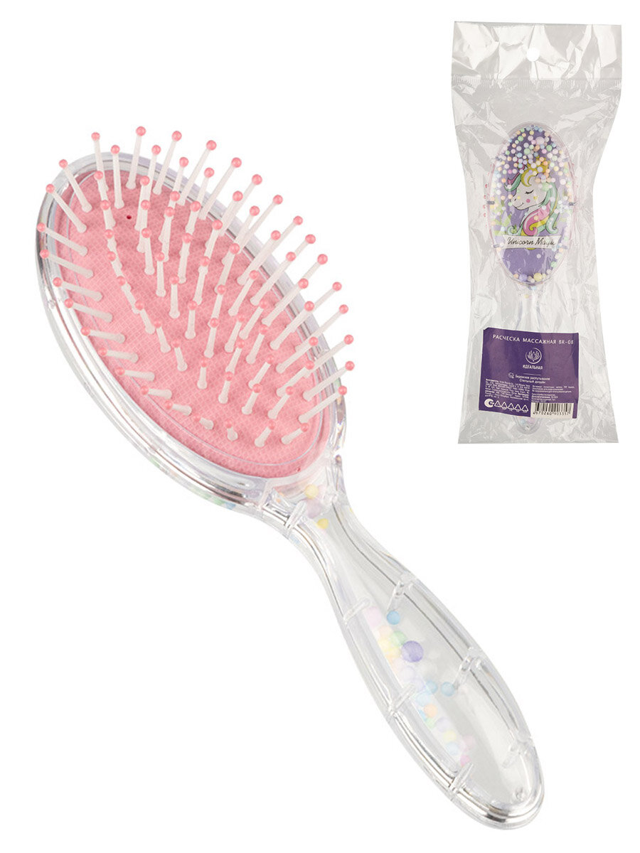 Детская расческа КНР "Овал", массажная, с наполнителем, 18 см