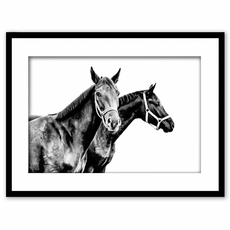 Постер в рамке Две лошади 2, 21х30 см