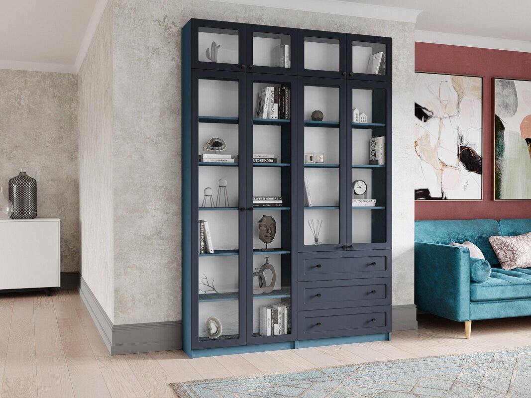 Стеллажи МебельЛэнд24 Билли Стольмин 47 Деним Супер софт 160x30x237 синий для книг