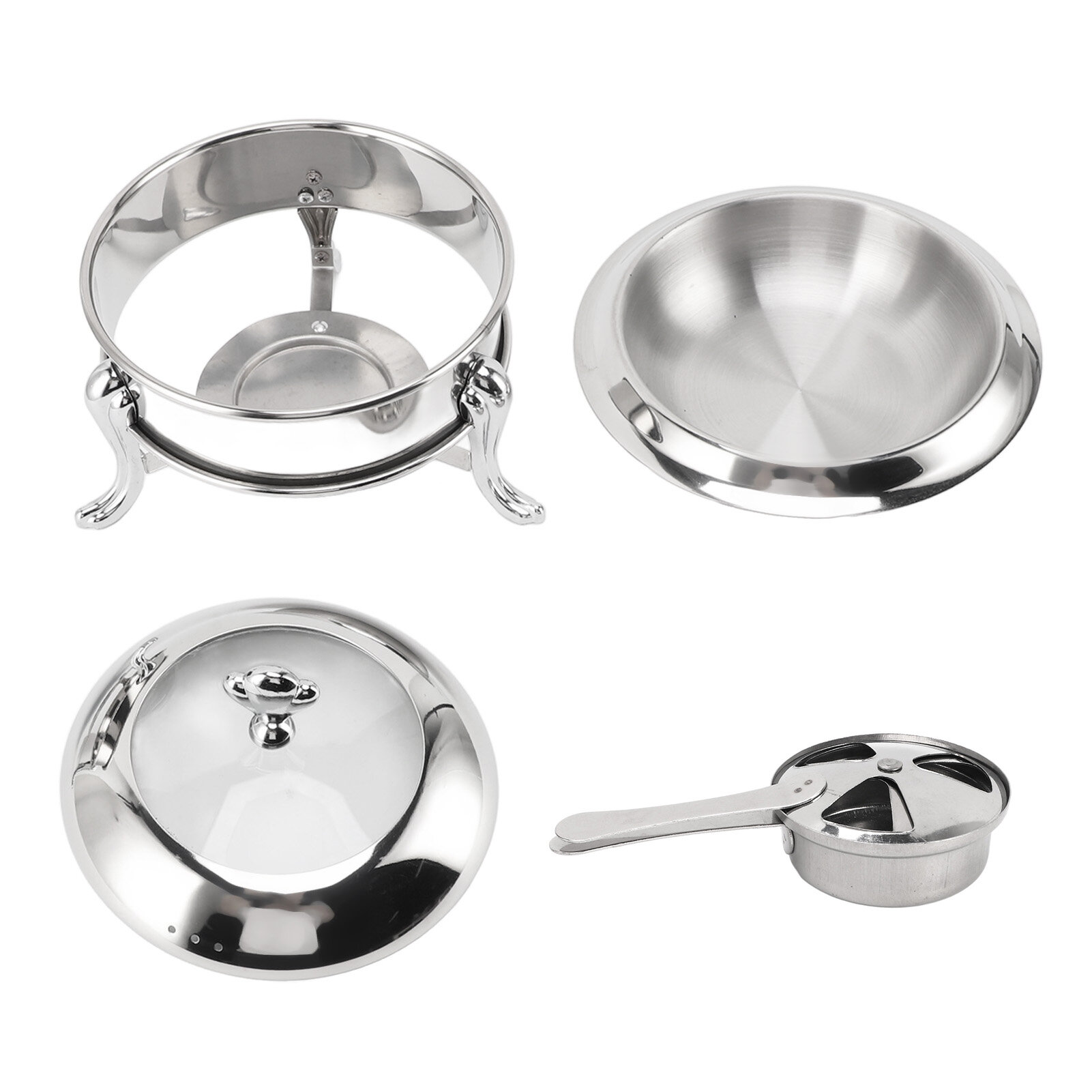 Набор жаровни для шведского стола, круглый подогреватель для шведского стола с крышкой, подогрев топлива из нержавеющей стали, портативный сервер общественного питания для свадебного банкета, 22 см/8,7 дюйма