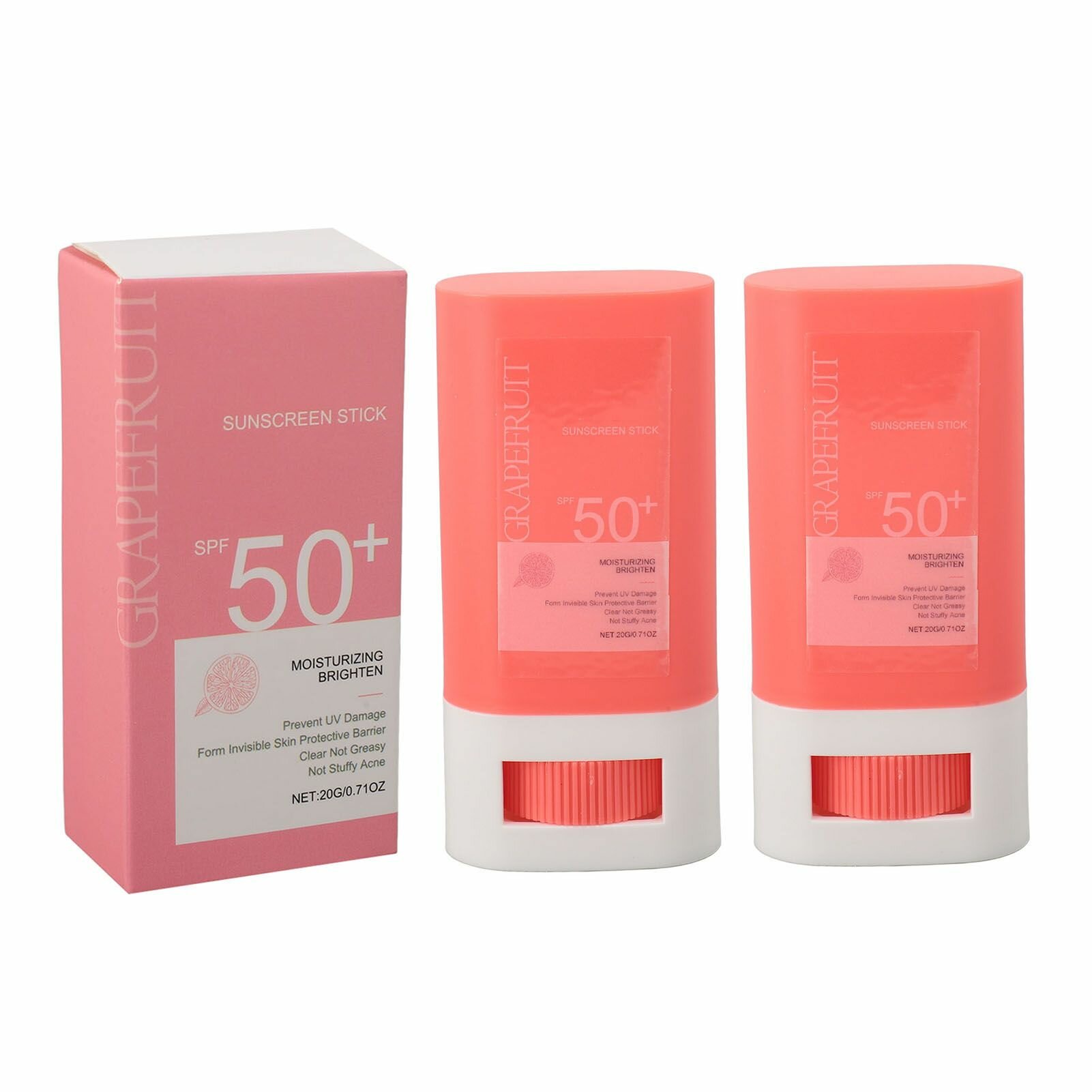 2 шт. солнцезащитные палочки SPF 50 с экстрактом грейпфрута, увлажняющие, водоотталкивающие, не жирные, 20г