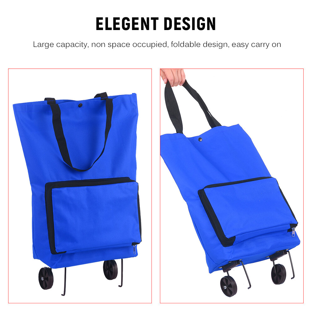 Складная сумка-тележка для покупок с колесами Складная тележка для покупок Многоразовые складные сумки для продуктов Дорожная сумка синего цвета