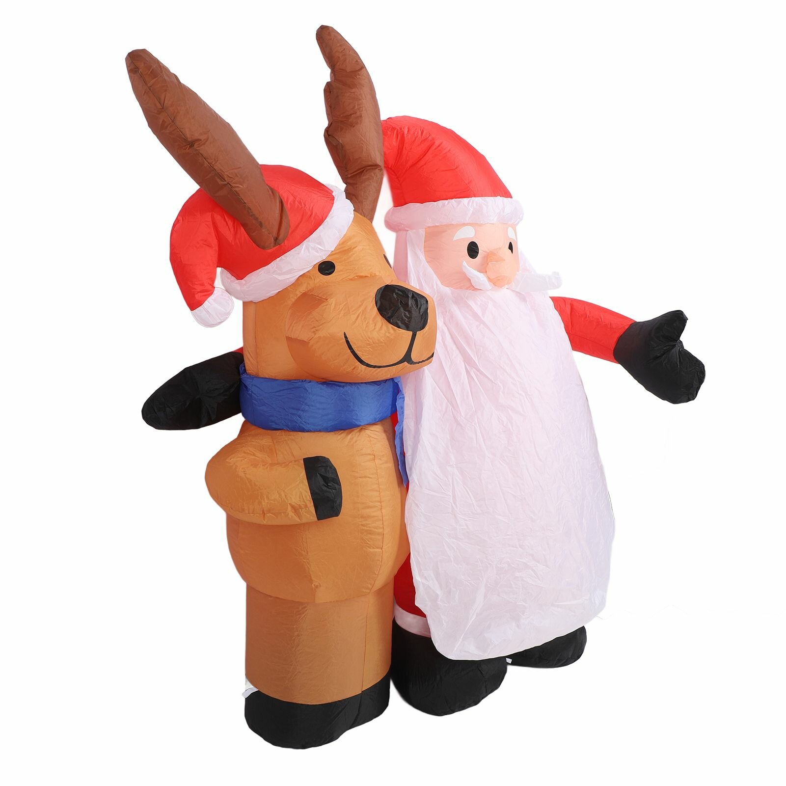 Надувной дедушка и олень 1.6м с LED подсветкой для украшения двора, IP44, подходит для парков и праздников