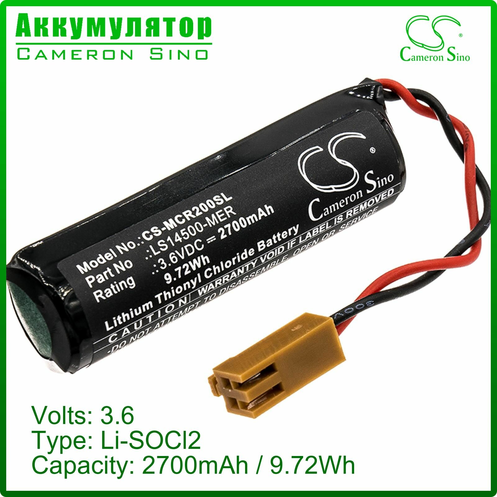 CS-MCR200SL Категория ПЛК (программируемый логический контроллер) батарея Подходит для бренда Мицубиши Подходит модель CR1, CR2, CR2-532M, CR2A 2700mAh / 9.72WhmAh 3.6V
