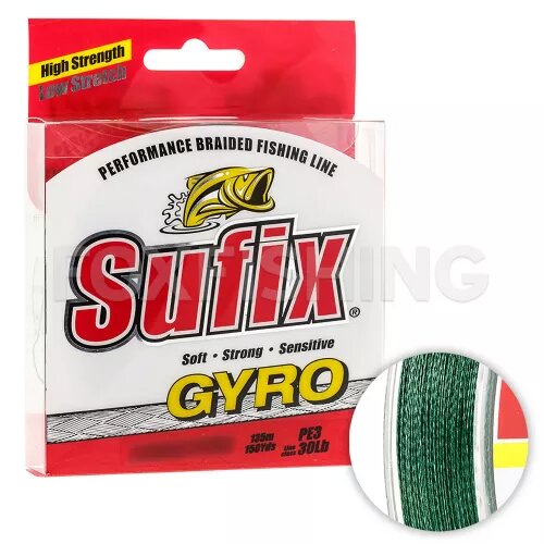 Плетёный шнур Sufix Gyro Braid 135м. 0.26мм. DEEP GREEN