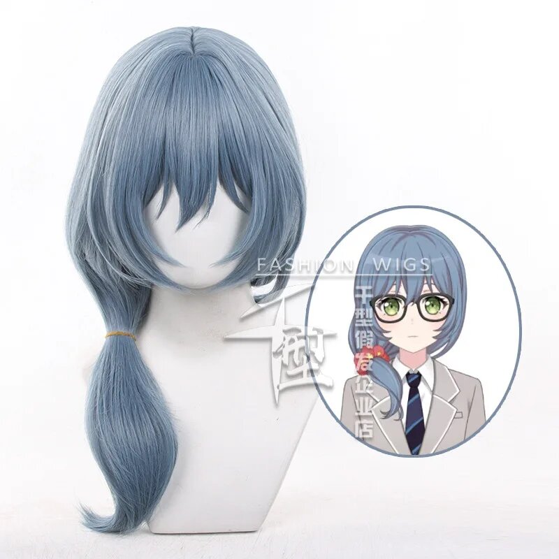 Аниме BanG Dream! Парик для косплея с замком, короткие темно-серые синие волосы, парик для ролевых игр на Хэллоуин + бесплатная шапочка