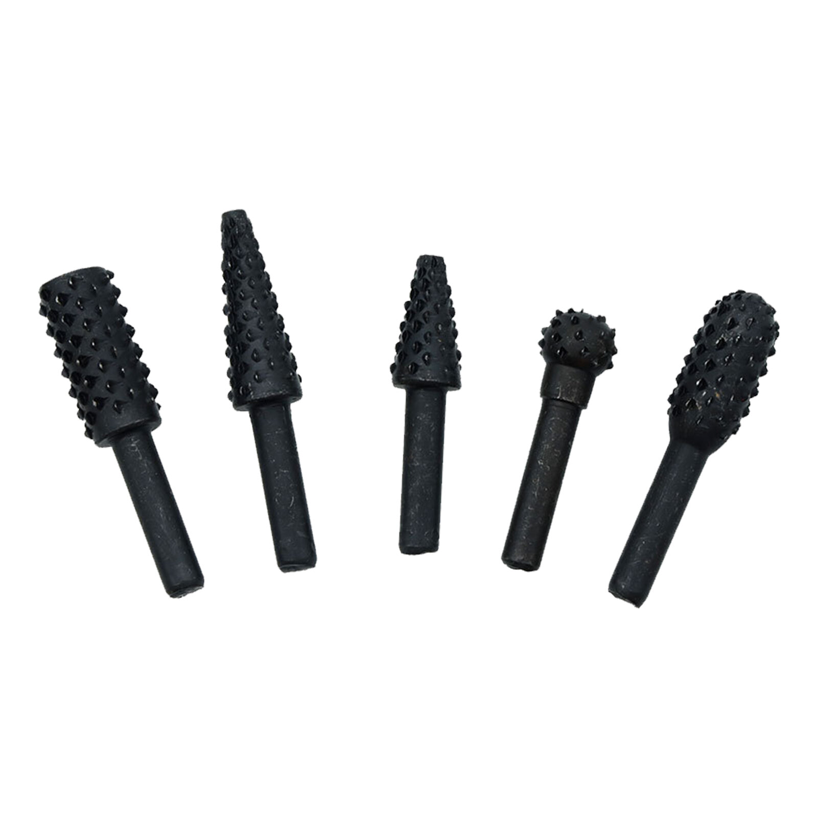 Набор из 5 напильников для роторной резки из высокоуглеродистой стали с хвостовиком 1/4 дюйма, черный.
