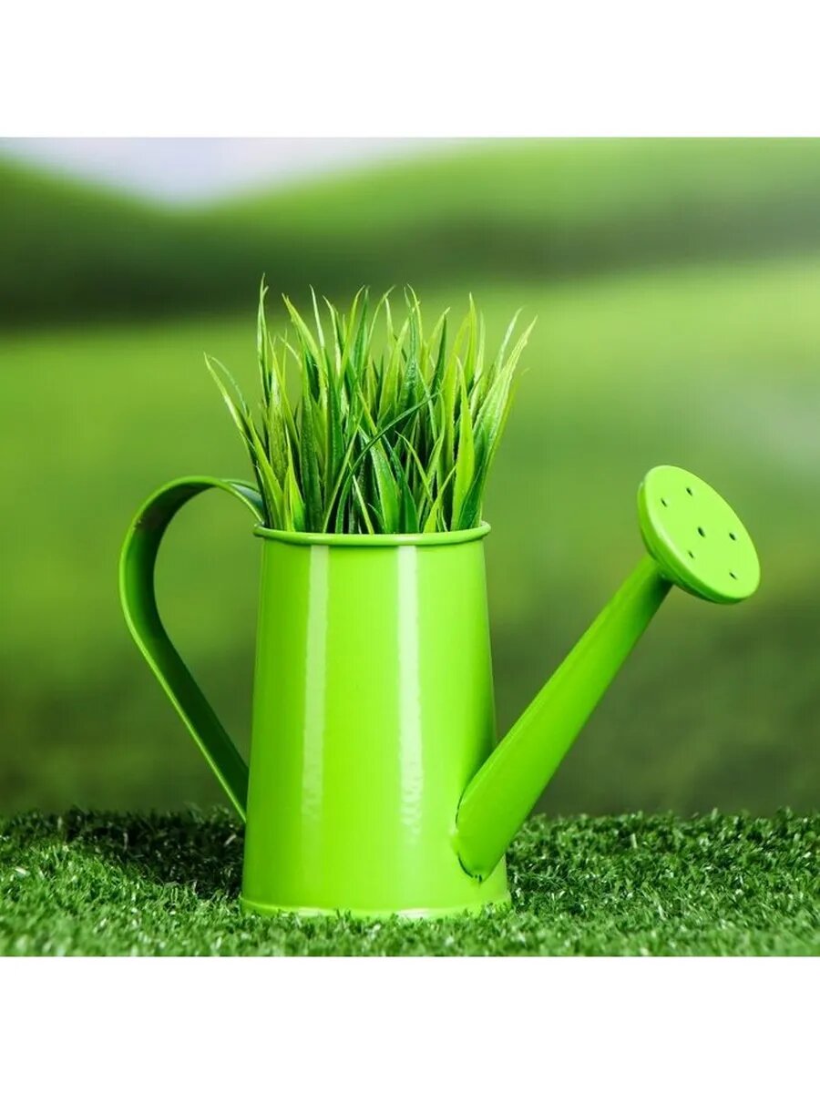 Кашпо "Лейка" зеленое, 15х7х8см