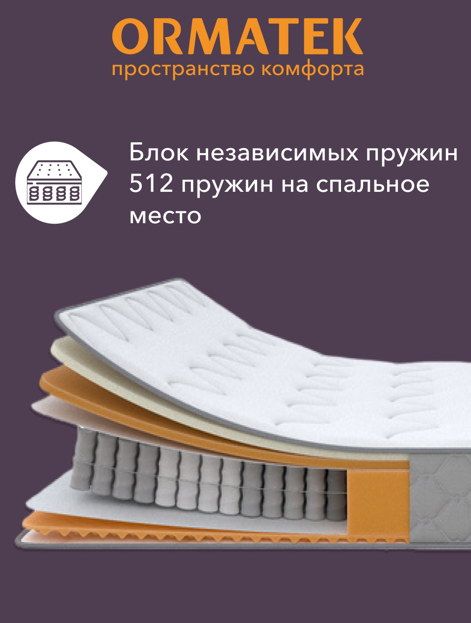 Орматек Матрас SLEEP Memory, Независимые пружины, 90х200 см, Односпальный двусторонний анатомический матрас — фото 1