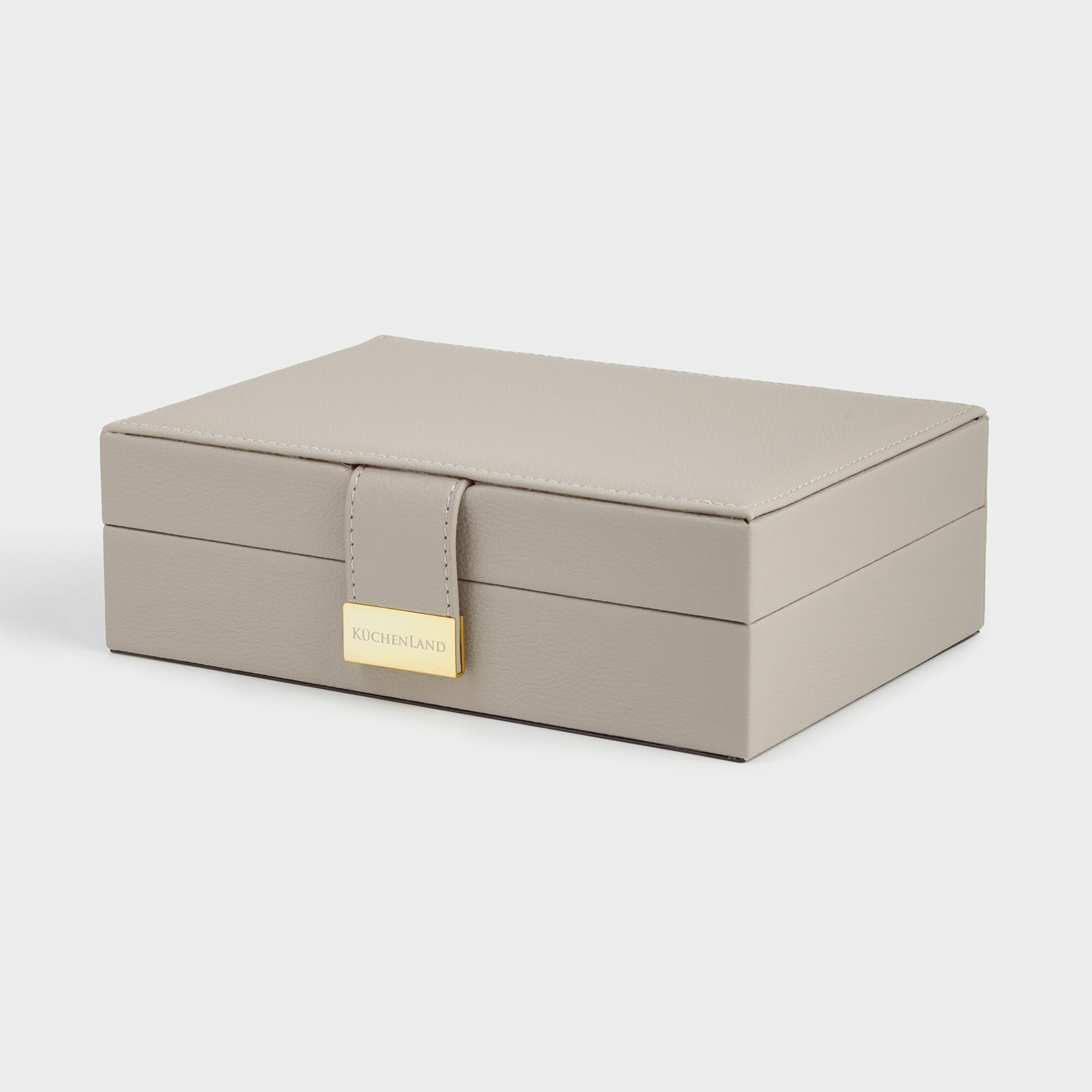 Шкатулка для украшений, 20х15 см, с зеркалом, дерево/искусственная кожа, бежевая, Premiere one