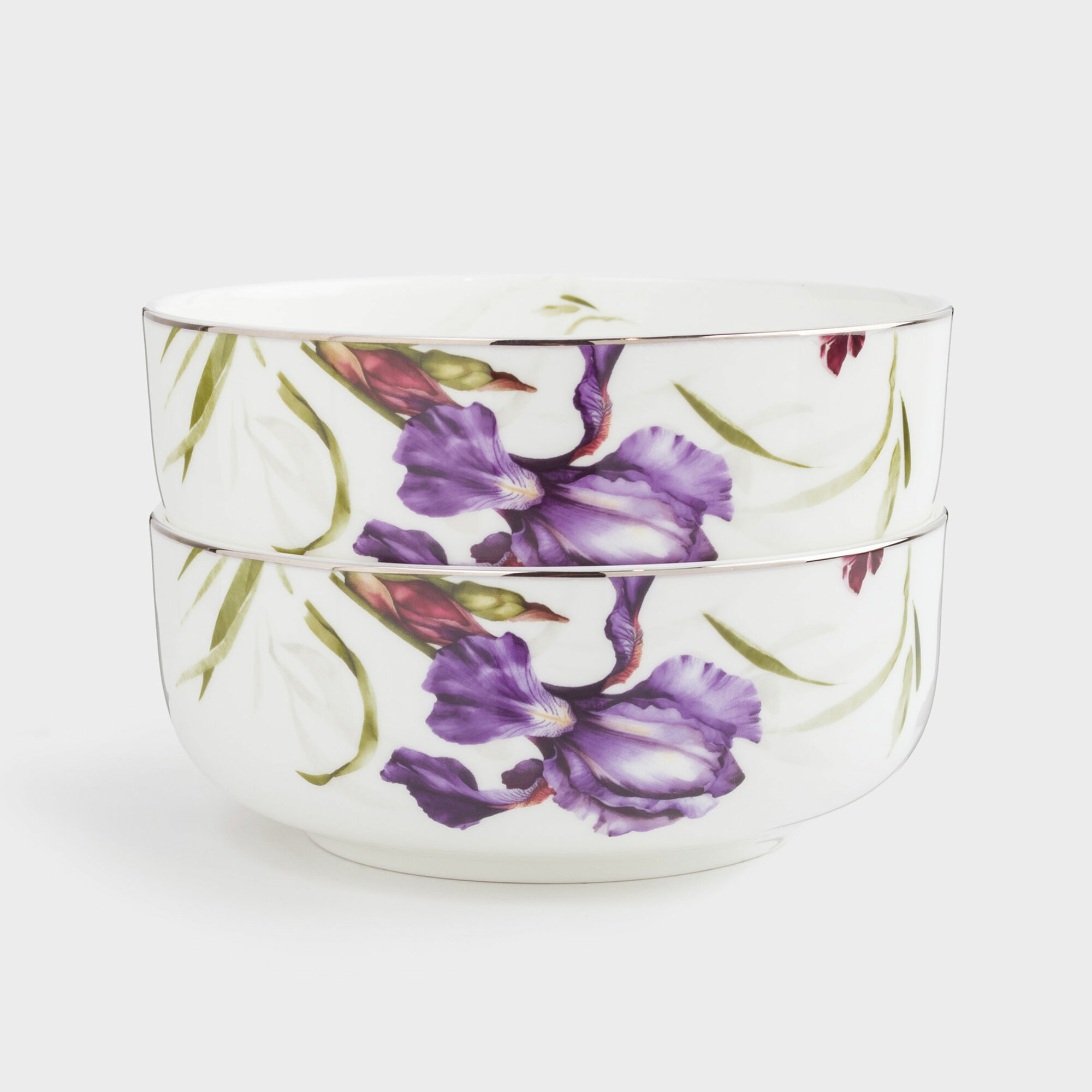 Салатник, 15x6 см, 680 мл, 2 шт, фарфор F, с серебристым кантом, Ирис, Antarctica Flowers