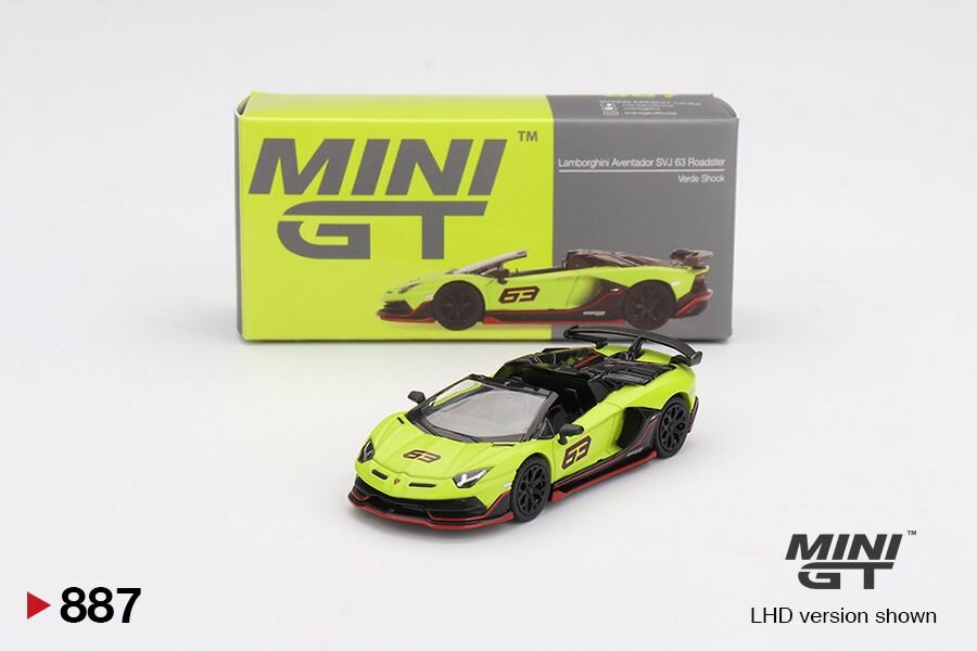 Mini GT Lamborghini Aventador SVJ 63 Roadster Verde Shock #887 (year 2025, MGT00887) - коллекционная Premium машинка