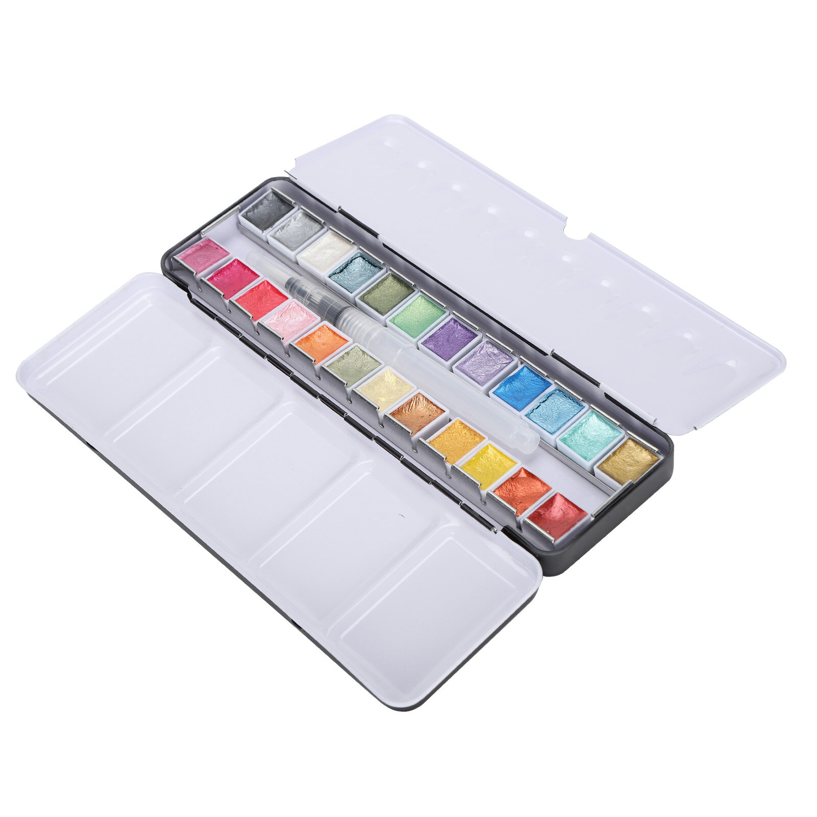 Pearly Lustre Watercolor Paint Portable Bright Color Pigment Set with Box24 Colors