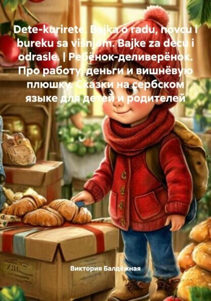 Dete-kurirete. Bajka o radu, novcu i bureku sa višnjom. Bajke za decu i odrasle. | Ребёнок-деливерёнок. Про работу, деньги и вишнёвую плюшку. Сказки на сербском языке для детей и родителей [Цифровая книга]