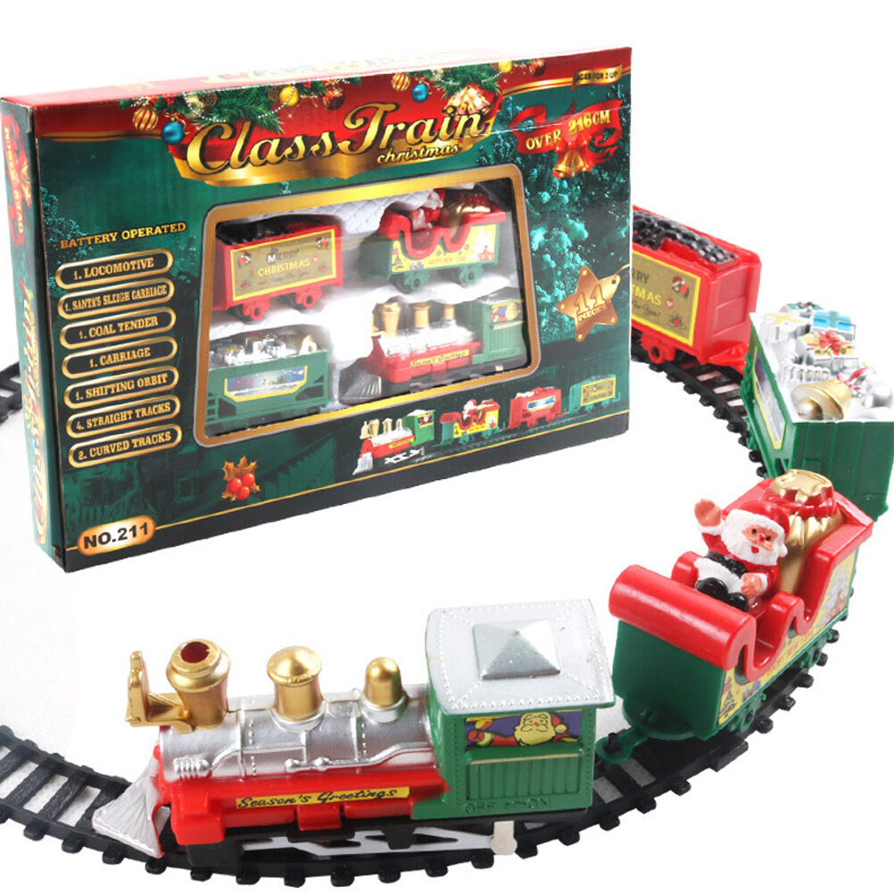 Christmas Electric Train Set for Children Railway Battery Powered Santa Party Home Xmas Tree Decoration