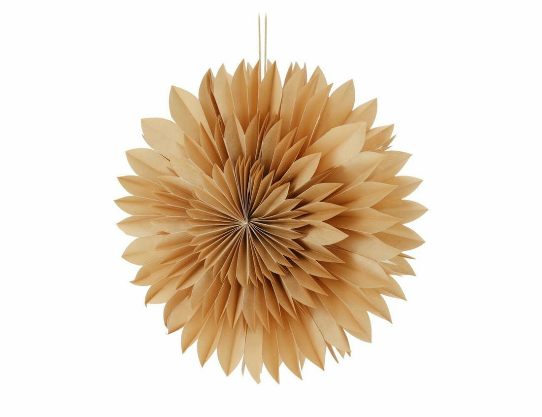 Декоративное подвесное украшение снежинка, бумага, золотой, 50 см, Koopman International