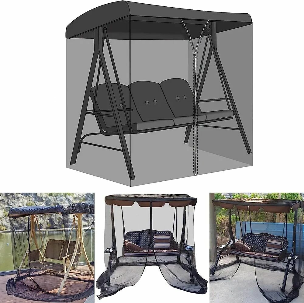 Садовые качели "Московская сетка", двухсторонняя молния, черные