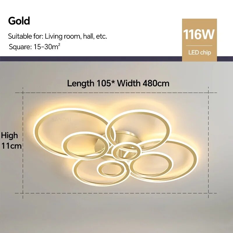 Потолочный светильник Sanoni Style C Gold, Remote Dimmable