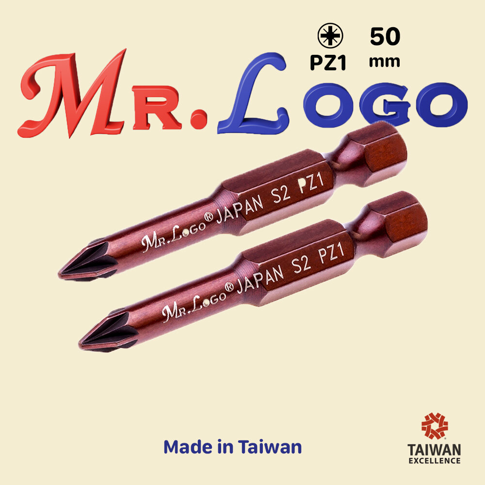 Бита магнитная PZ1 x 50 мм Mr. Logo, Сталь - S2, арт. A050PZ1-2, 2 шт.