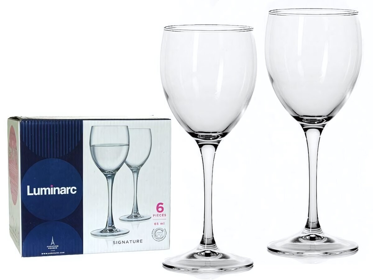 Набор рюмок Luminarc 6шт 65мл из стекла, элегантные посуда для праздника