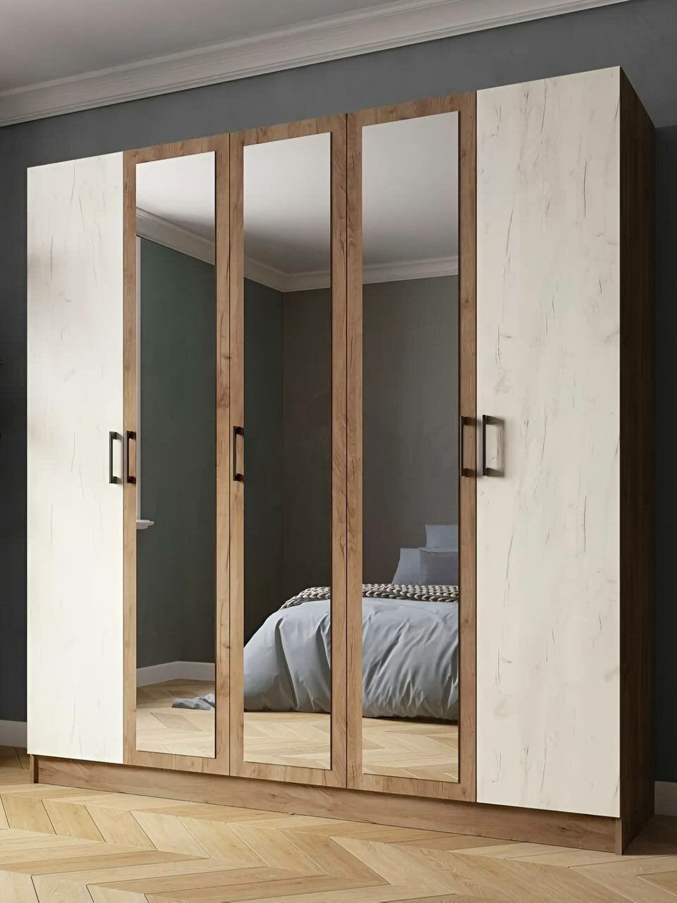 Шкаф вегас 2000х2200х520 мм дуб крафт табачный/дуб крафт белый, для дома, дачи, офиса