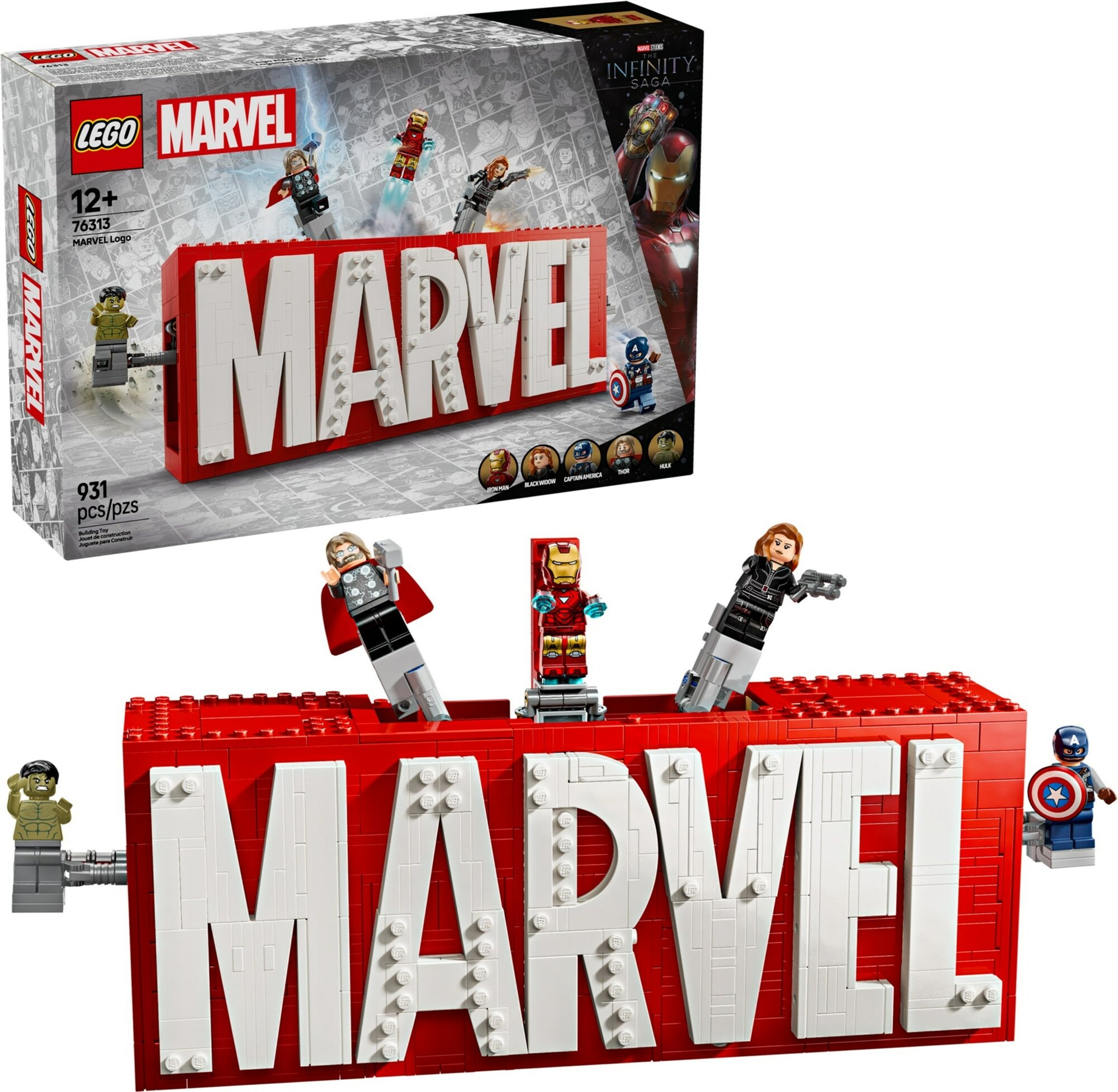 Конструктор LEGO Marvel 76313 Логотип и минифигурки, 931 деталь, 12+