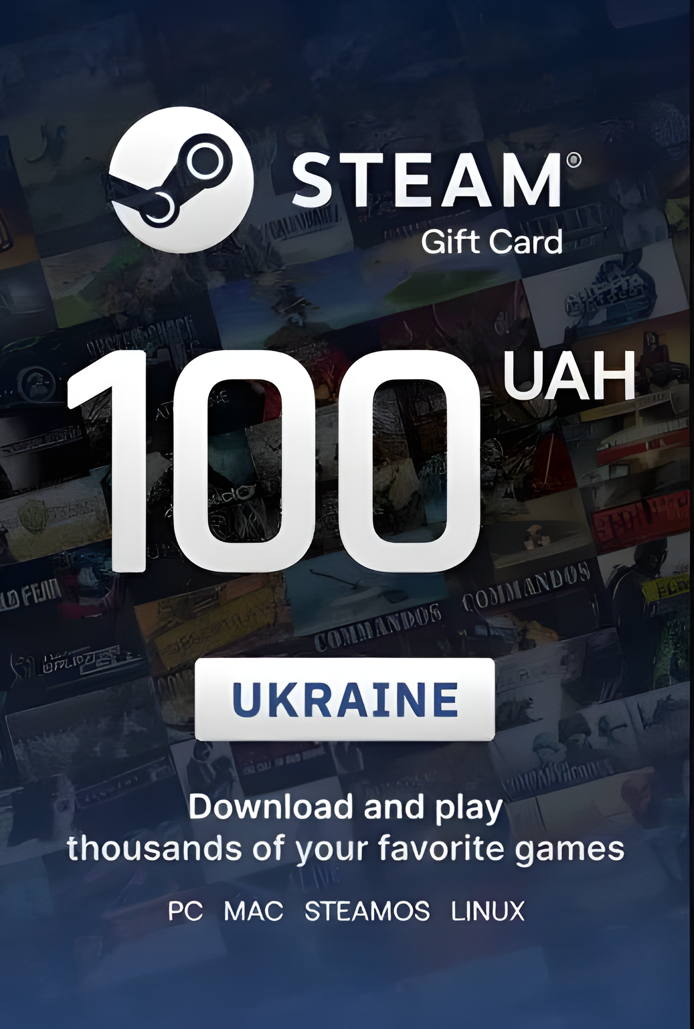 Подарочная карта Steam Украина 100 Гривен / Gift card Steam Ukrainе 100 UAH
