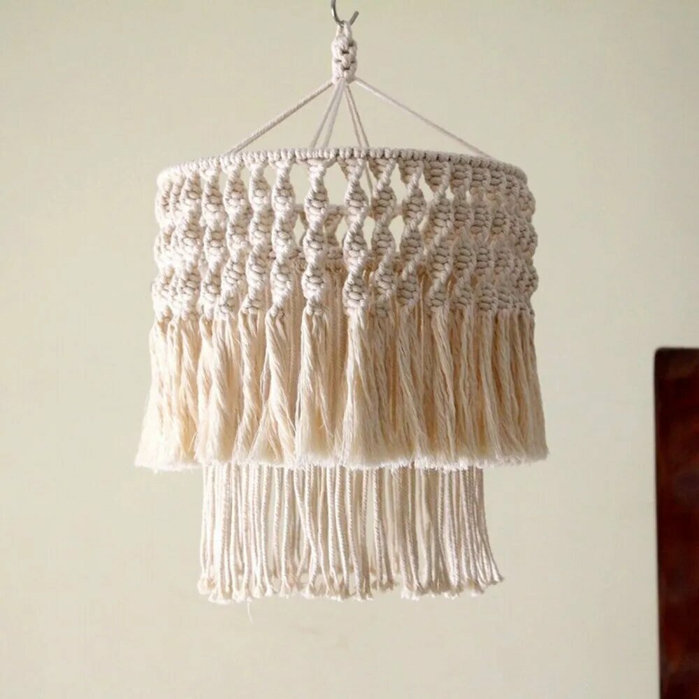Абажур в стиле макраме в стиле бохо, современный шикарный абажур ручной работы с кисточками для спальни,