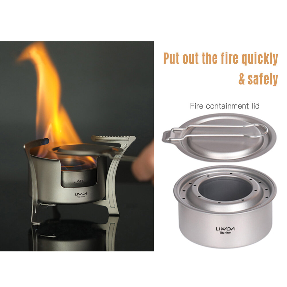 LIXADA титановая спиртовая плита сверхлегкая мини карманная наружная печь для приготовления пищи для кемпинга походов пикника рыбалки походов