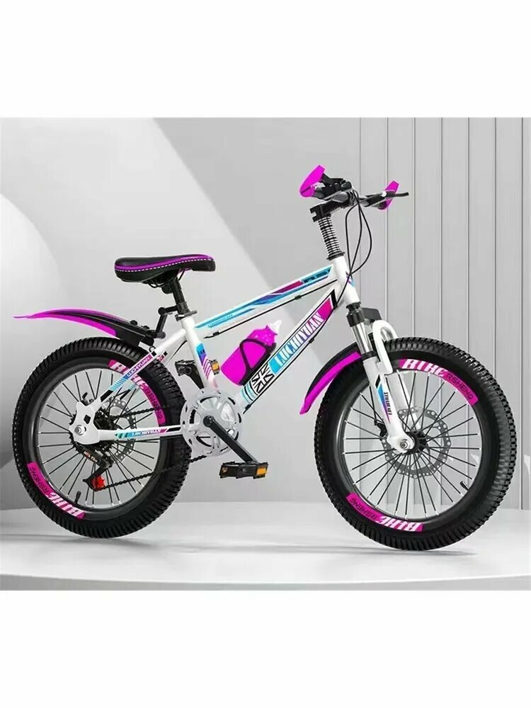 Велосипед BMX, Гибрид, Горный, 18', 9-скоростей, 120-130cm, Белое Tемно-розовый небесно-голубой