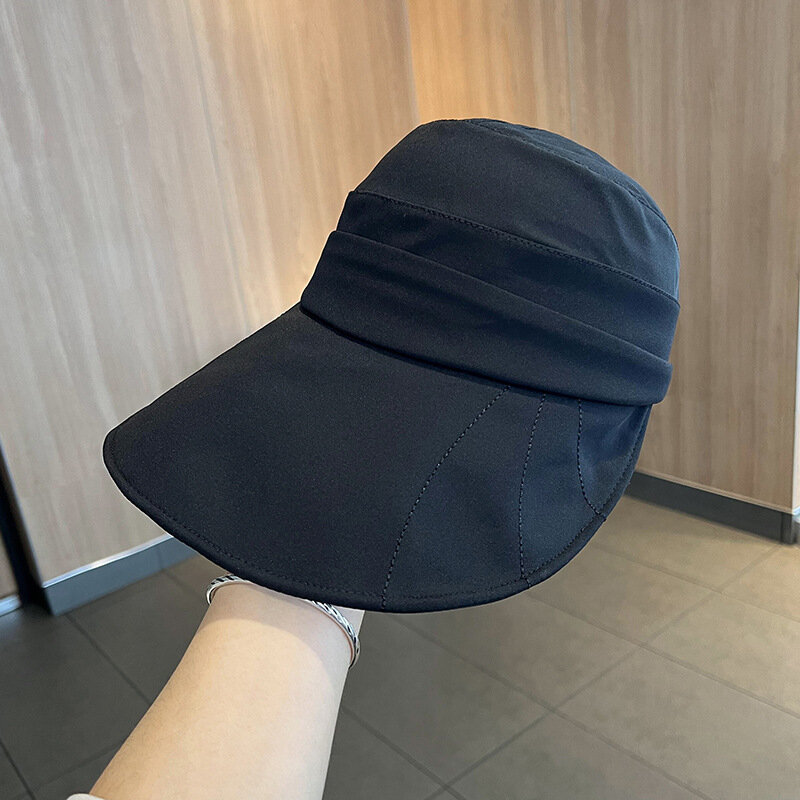 Шляпа солнцезащитная, женская, с большим карнизом, виниловая, черная, с защитой от УФ, 2024 г.