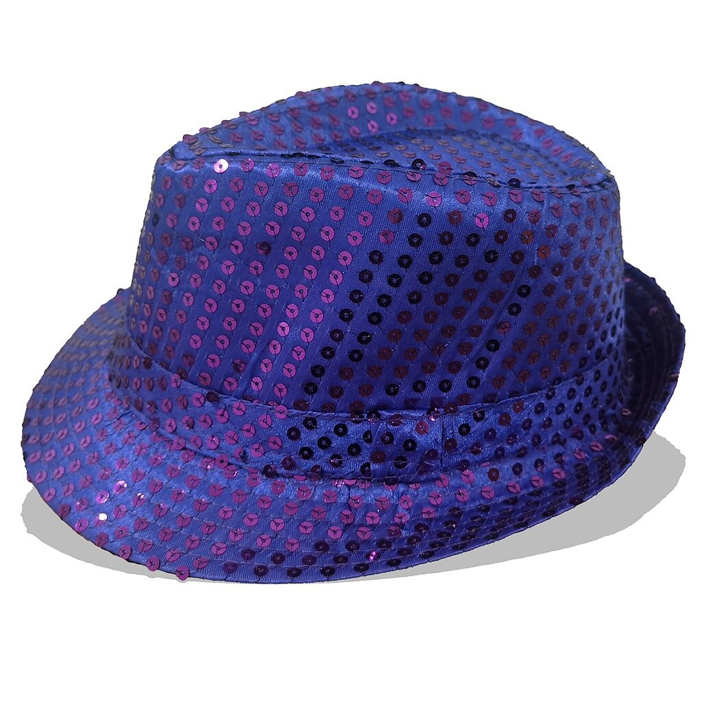 Шляпа-цилиндр, фиолетовая, с блестками