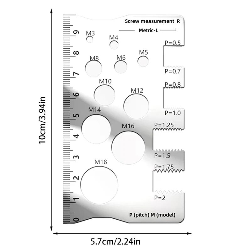 Измеритель резьбы Metric-L, 10x5.7 см, Color: one size