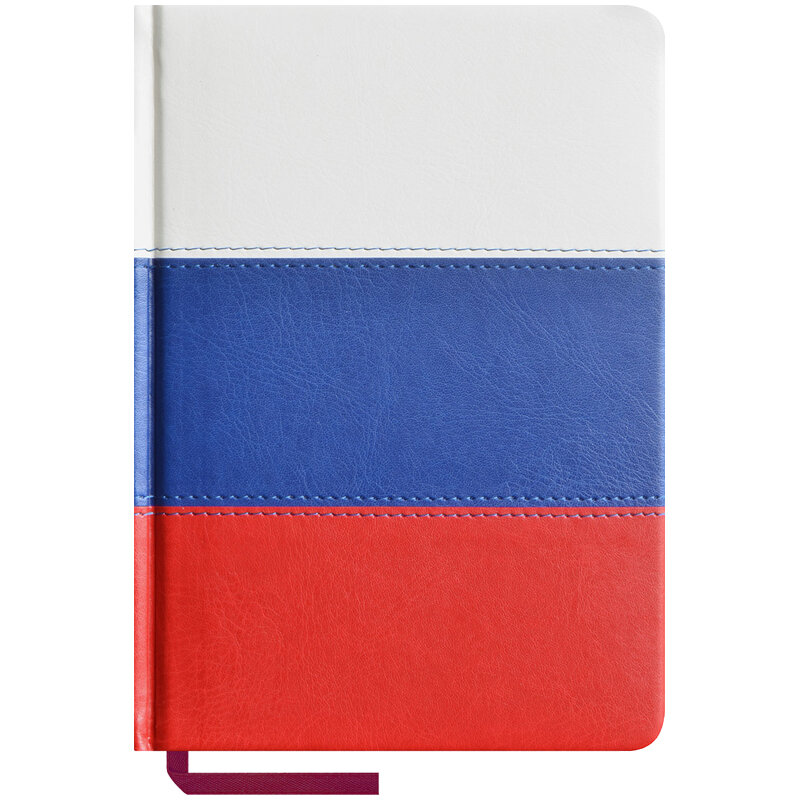 Ежедневник недатированный А5, 160л, кожзам, "Flag", триколор, тонир. блок