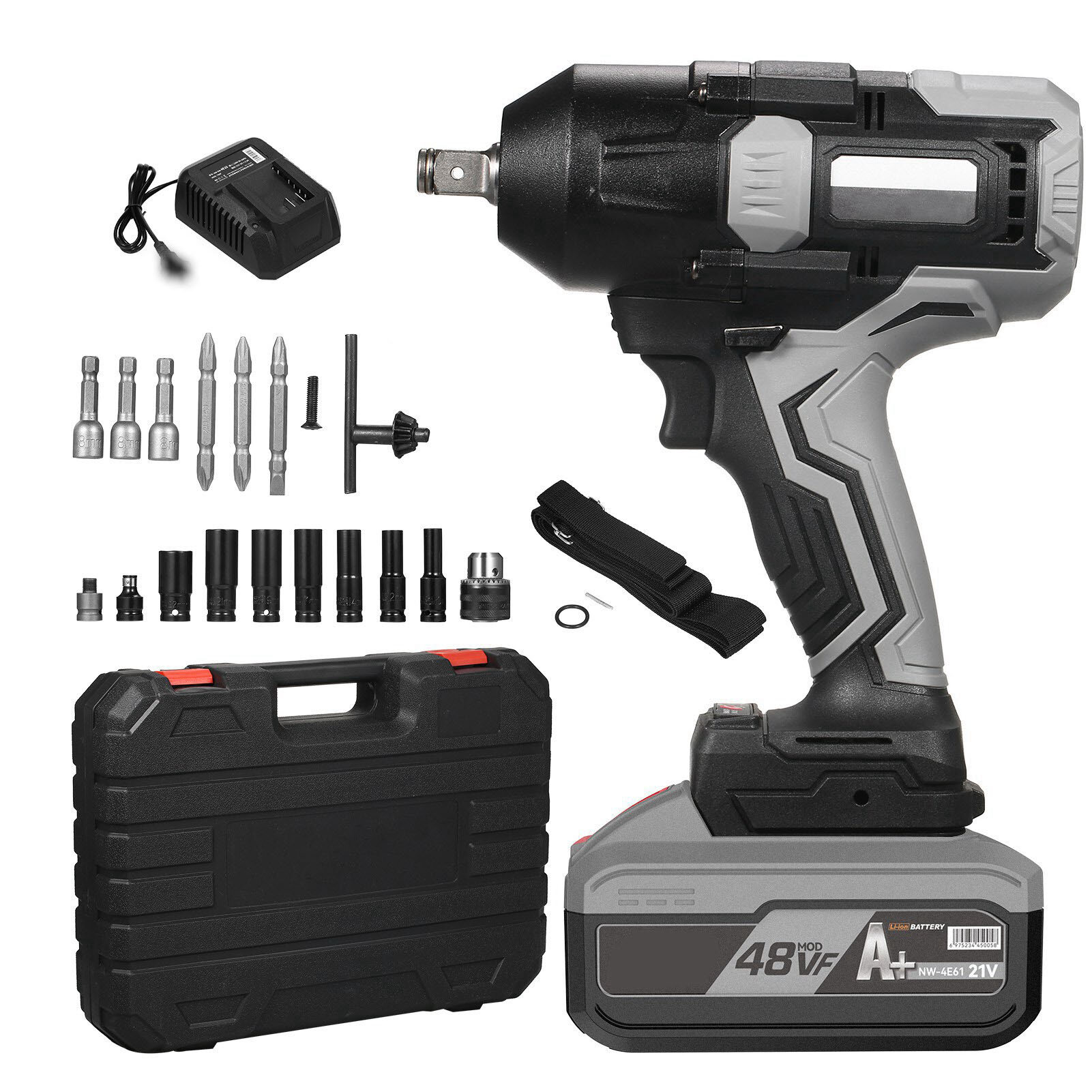 48VF Бесщеточный ударный гайковерт с набором ударных гайковертов высокой мощности 1080 НМ для ремонта