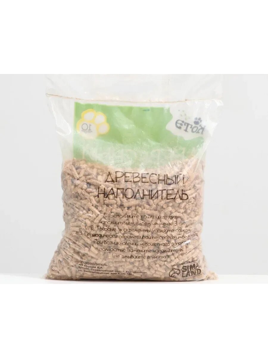 Наполнитель древесный для кошек лотка туалета 10 л