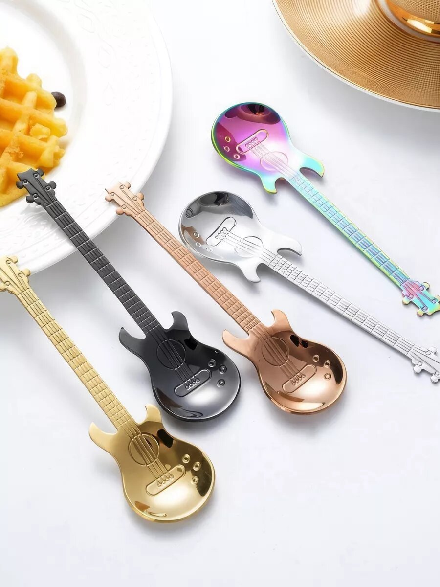 Набор десертных ложек "Гитара", нержавеющая сталь, 7 цветов, 7 шт.