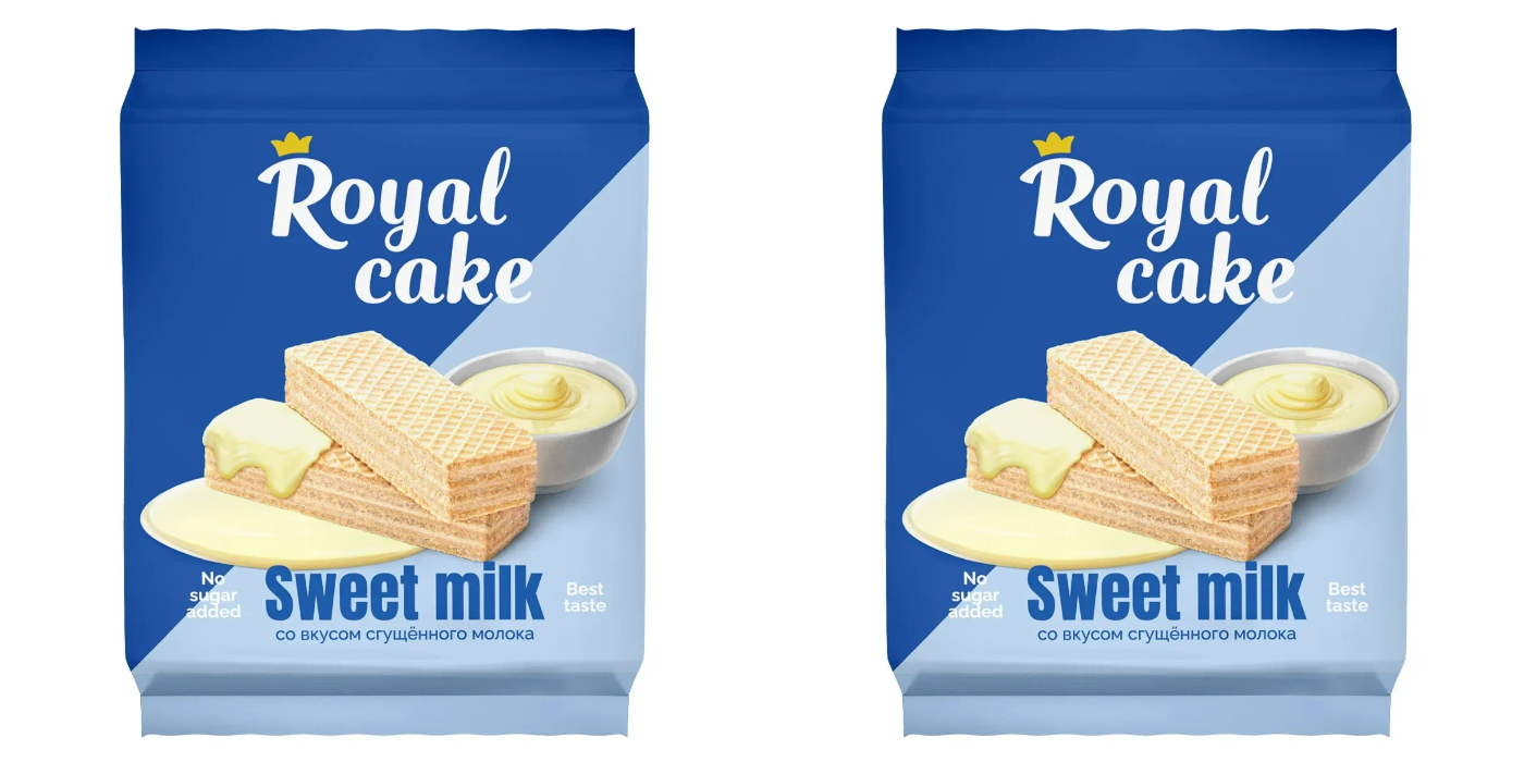 Вафли "Royal Cake" со вкусом Сгущенного молока, на сорбите, без сахара, 120 г, 2 уп