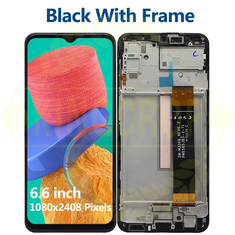 6,6 'для Samsung Galaxy M33 ЖК-дисплей M336B, M336B/DS ЖК-дисплей с рамкой, дигитайзер сенсорного экрана в сборе для Samsung M336 LCD Black with frame