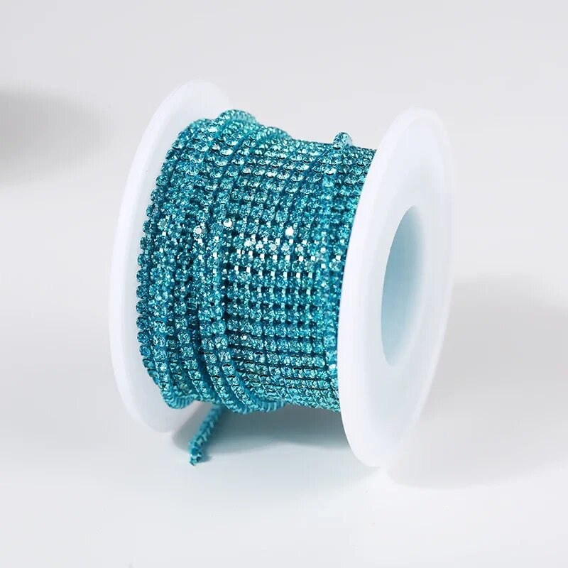 Бирюзовые стразы для рукоделия SS6-SS12, 10 ярдов