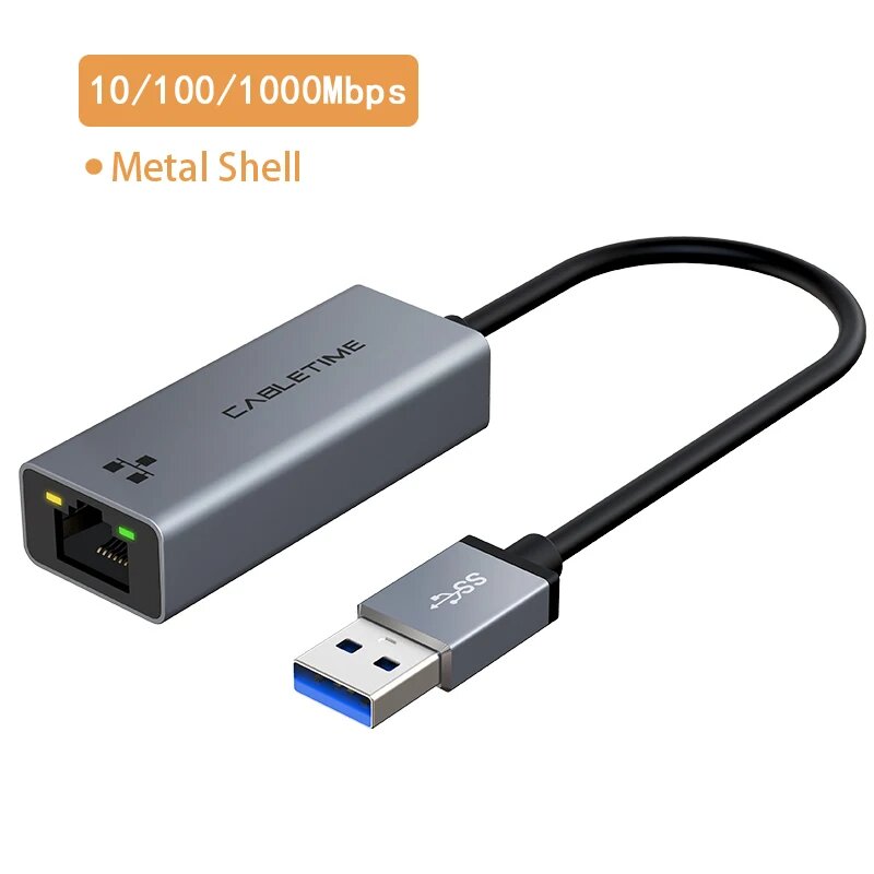 USB-адаптер Ethernet CABLETIME 100/1000 Мбит/с USB 3.0 RJ45, сетевая карта для USB3.0 1000Mbps