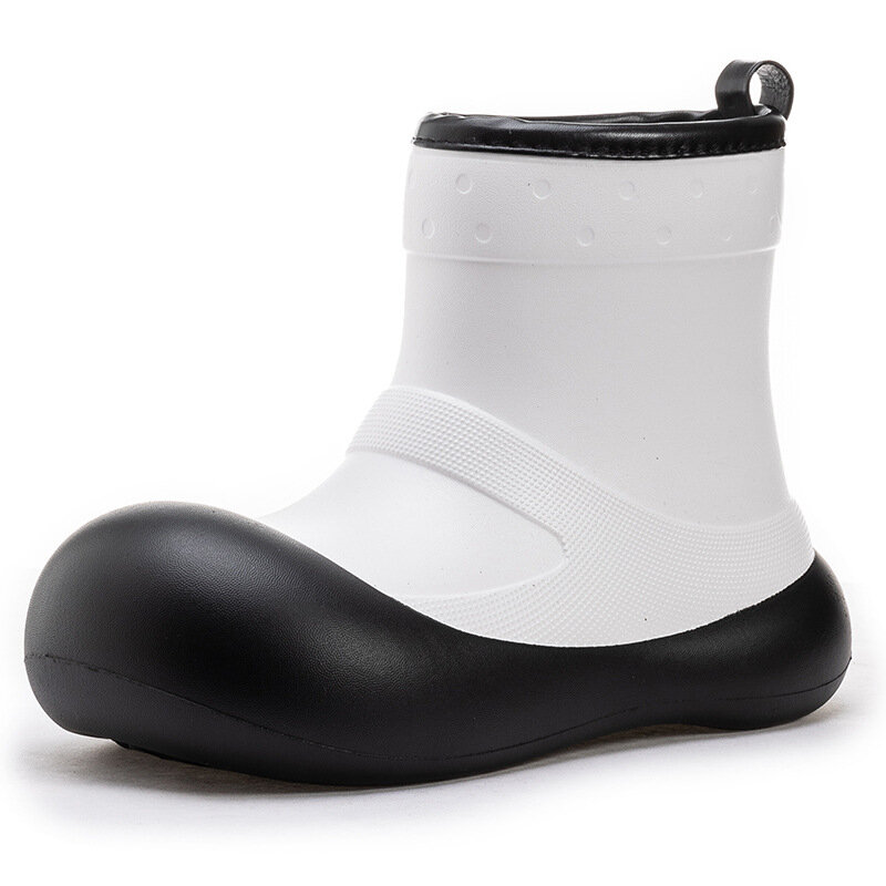 Женские резиновые сапоги, модная трендовая одежда из ЭВА, нескользящие толстые водонепроницаемые туфли, повседневные короткие, износостойкие всесезонные резиновые сапоги, полусапожки